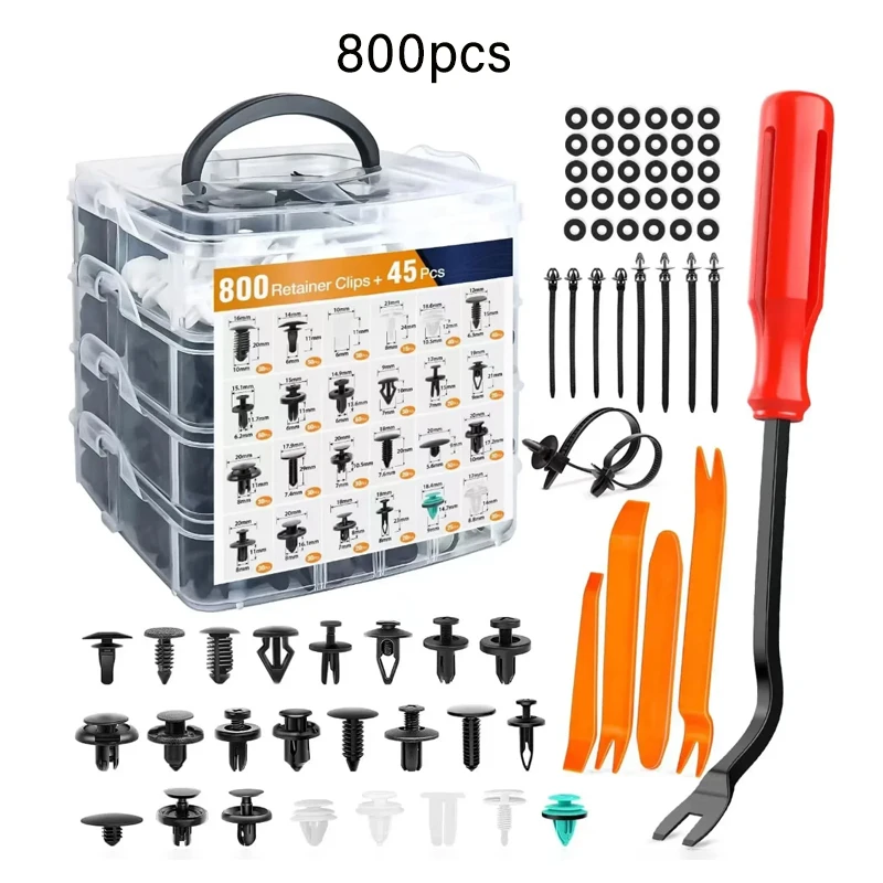 New-800pc-100Pc-Car-Fastener-Clip-Kit-Fender-Rivet-Clip-Auto-Body-Push ...