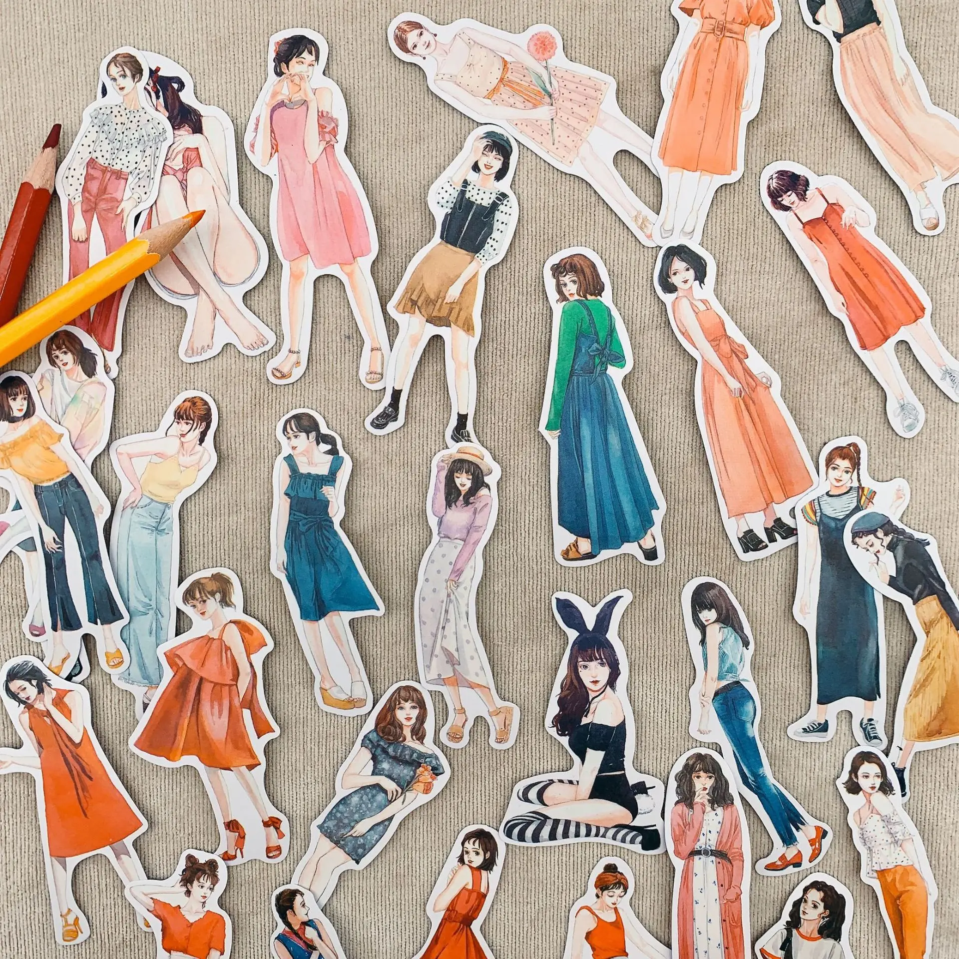 100pcs Fashion Girl Dressing Material Stickers Pack Scrapbooking Junk ...