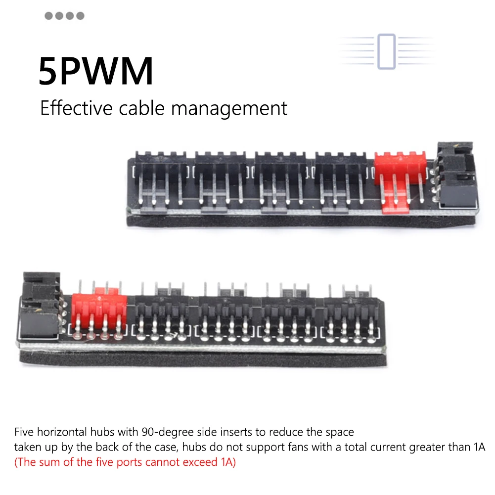 4 Pin 5 Port PC Fan Hub Splitter Speed Controller Adapter for 3/4Pin PWM Cooler Cooling Fan ...
