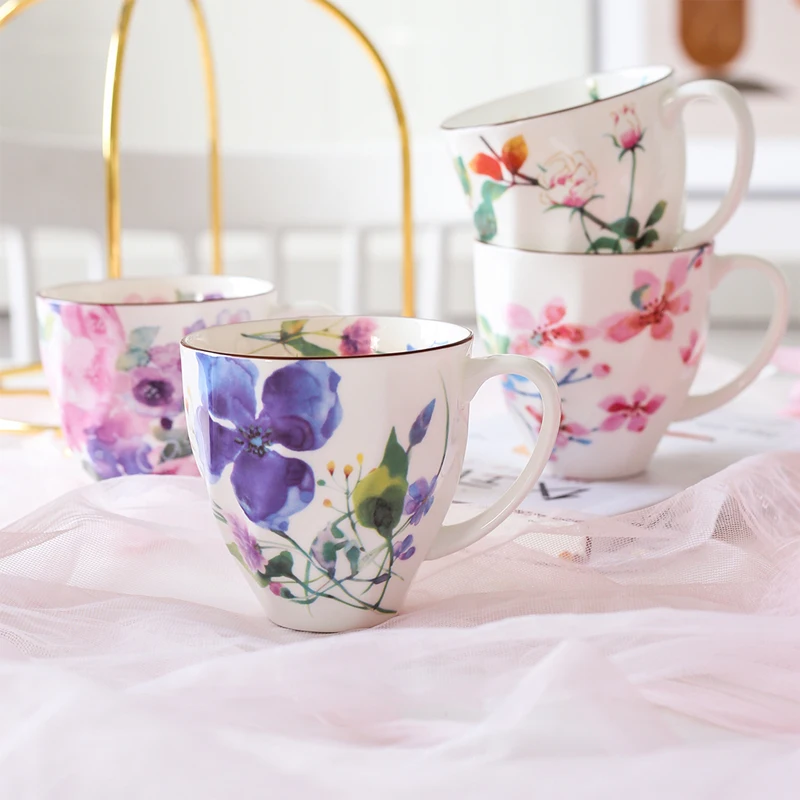 Ceramic-Mugs-Pastoral-style-Petal-Coffee-cups-Office-Water-Mug ...