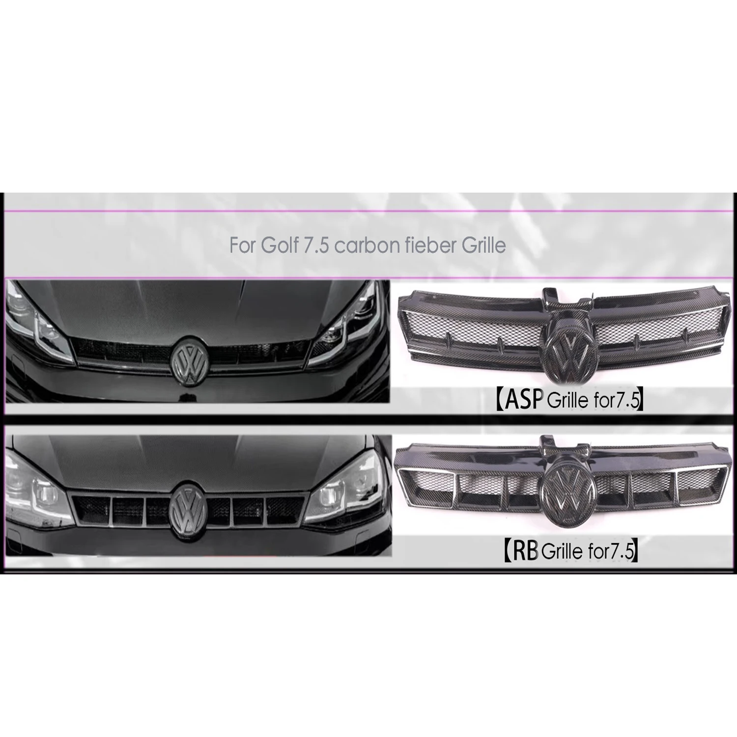 For-V-W-Golf-2017-2018-2019-MK7-5-Front-Bumper-Center-Grille-Carbon ...