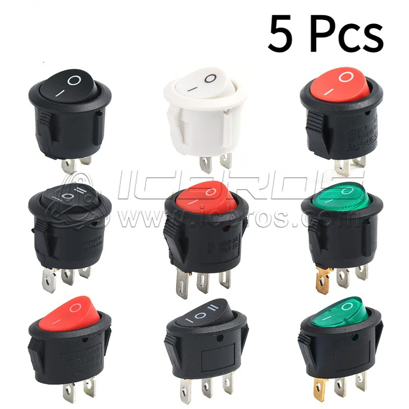 5pcs-20mm-Diameter-Round-Rocker-Switches-Black-Mini-Round-Black-White ...