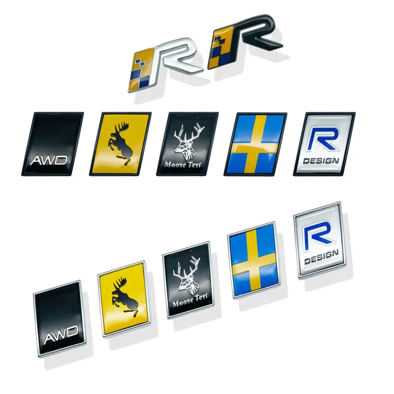 3D-Metal-Chrome-R-Design-AWD-Emblem-Sweden-Flag-Moose-Deer-Rear-Trunk ...