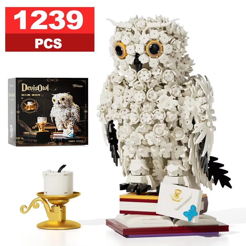 1239PCS+ Magic Owl Building Blocks Decoration Flower Owl Model Bricks ...
