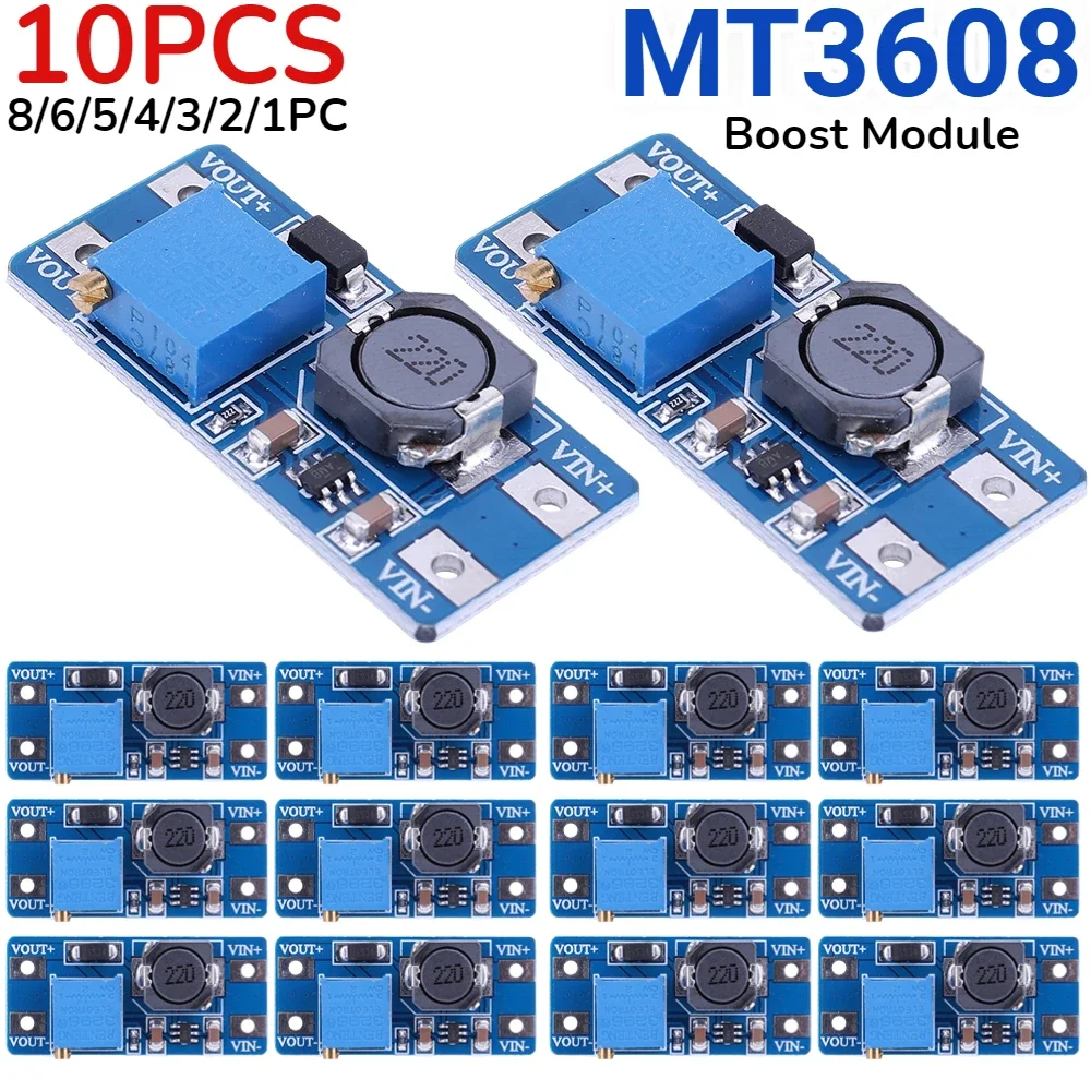 10PCS-MT3608-DC-DC-Step-Up-Converter-Module-Adjustable-Booster-Power-Supply-Module-Voltage ...