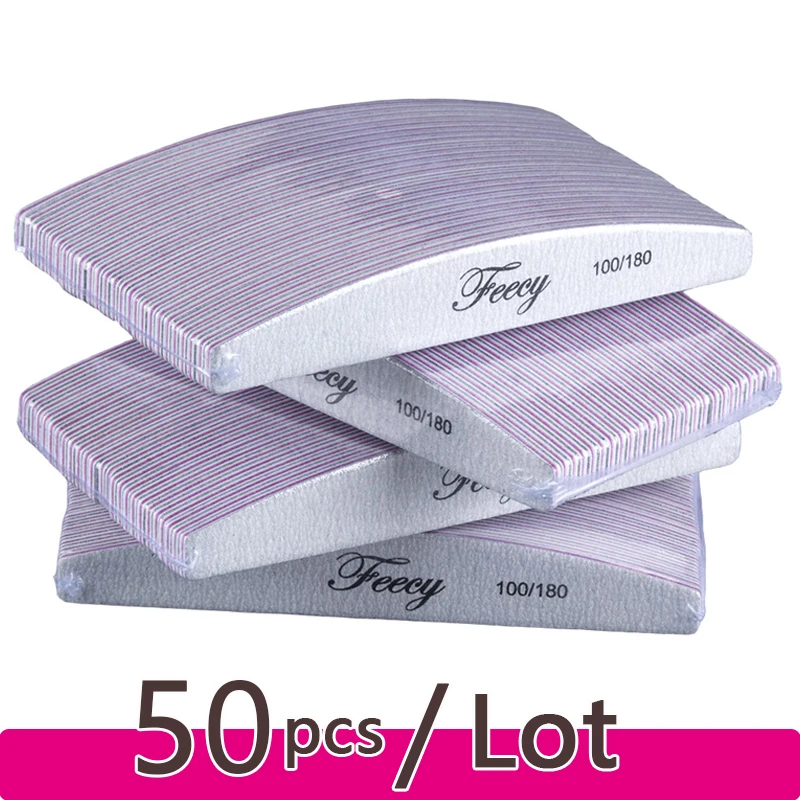 50Pcs-Lot-Nail-File-Buffer-100-180-Grit-Half-Moon-Double-Side-Sandpaper ...