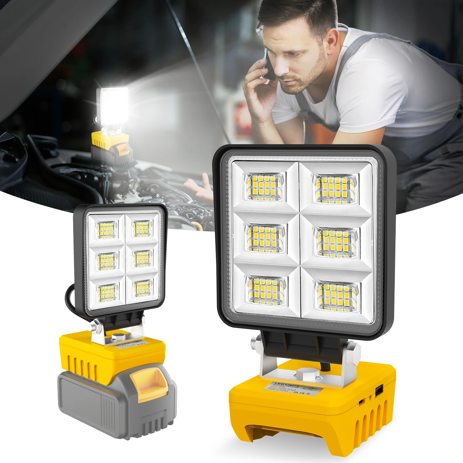 Portable-48W-5200LM-LED-Work-Light-Cordless-Work-Light-Adjustable-Base ...