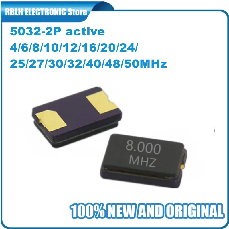 50 개/몫 SMD 5032 2P 수정 발진기 패시브 8/10/11.0592/12/13.56/16/20/22.1184/24/25 ...