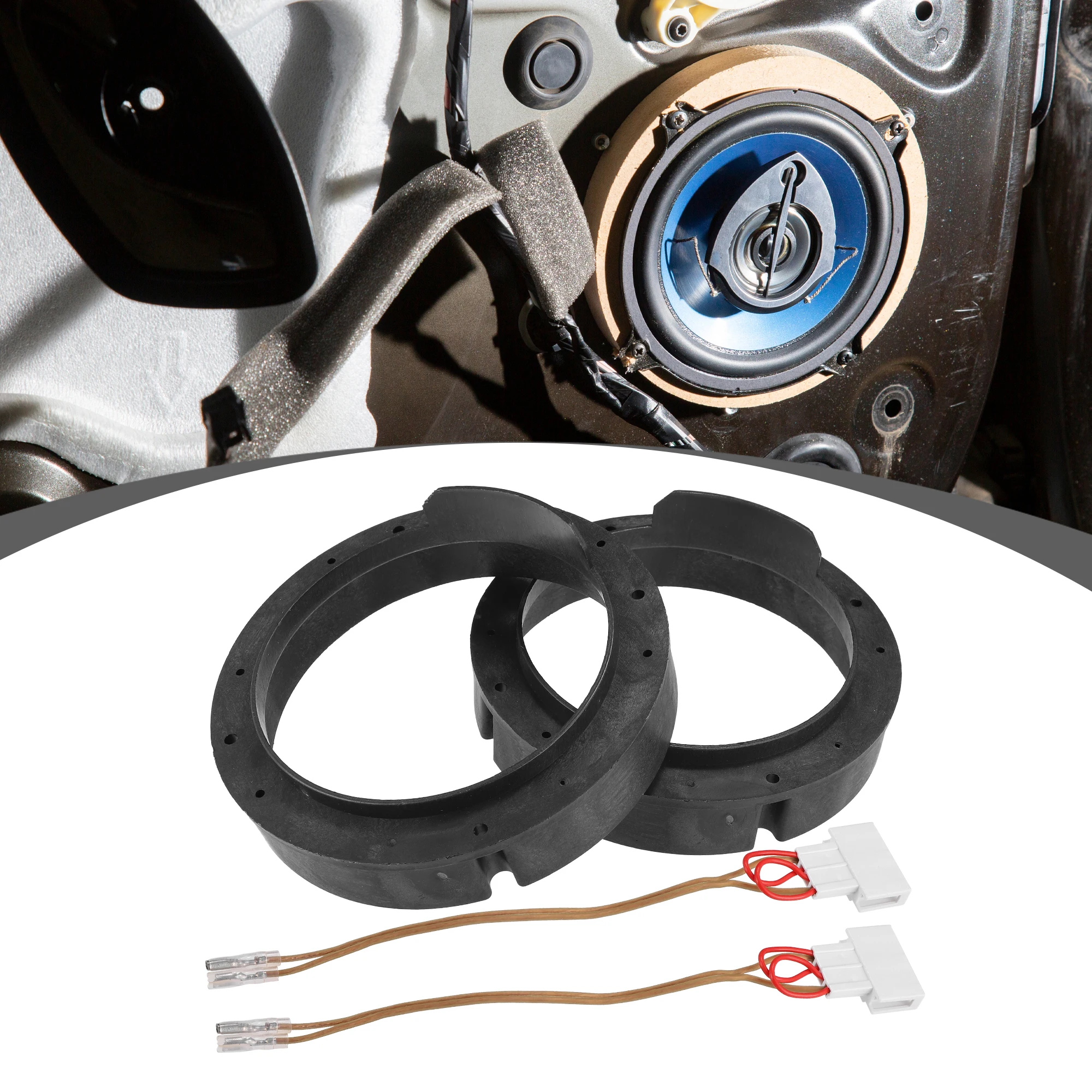 X Autohaux 6.5" Car Speaker Adapter Spacer Ring with Wire Combination ...