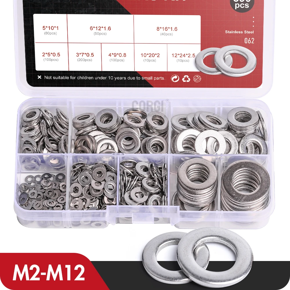 Metal-Flat-Washers-Assortment-Kit-Hardware-Lock-Stainless-Steel-Washer ...