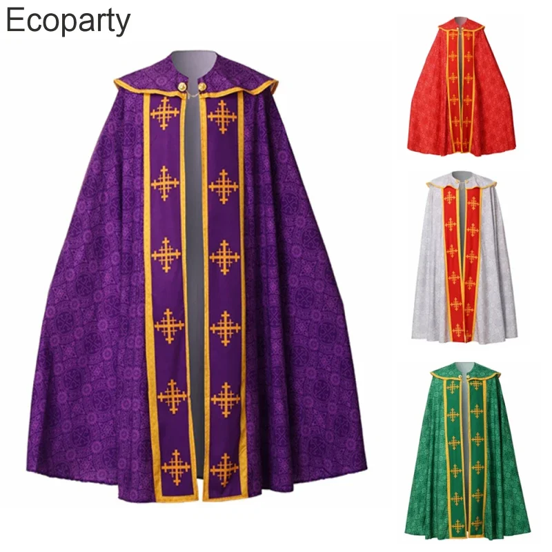 New-Halloween-Men-s-Medieval-Church-Pastor-Cosplay-Robe-Retro-Printed ...