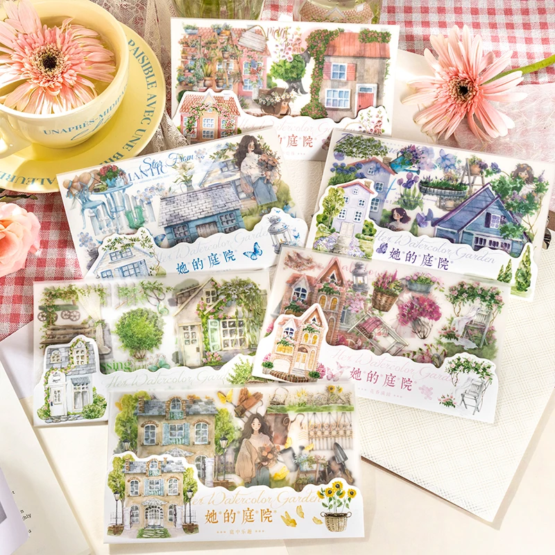 JIANQI-2pcs-pack-PET-Stickers-Her-courtyard-series-DIY-Scrapbooking ...