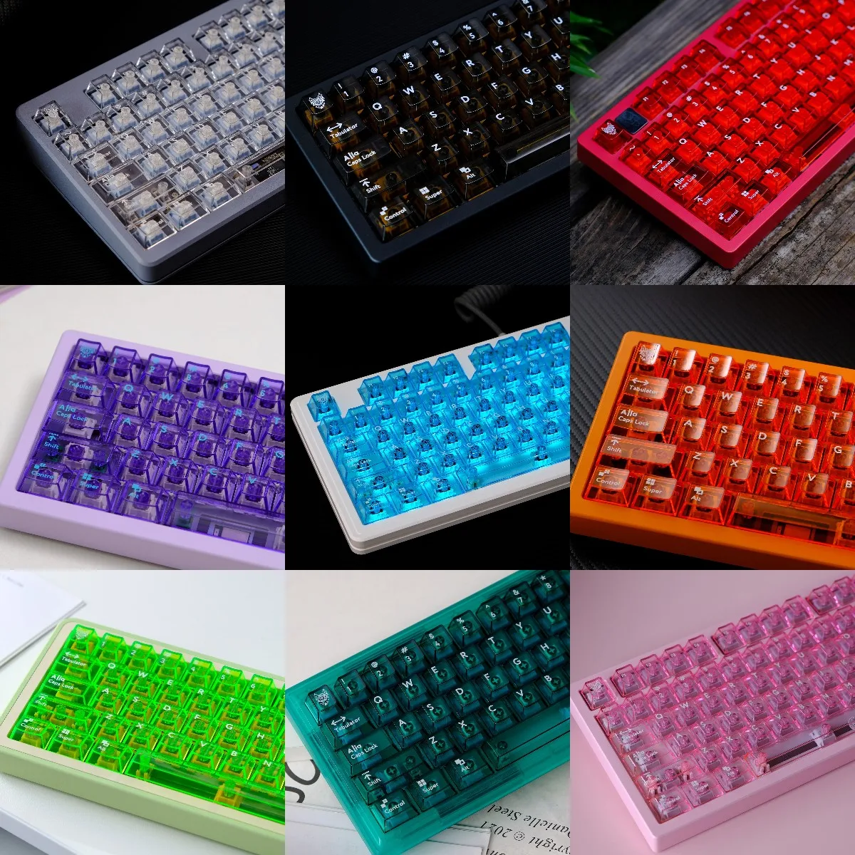 114keys-Cherry-Profile-keycaps-PC-Translucent-white-balck-red-blue ...