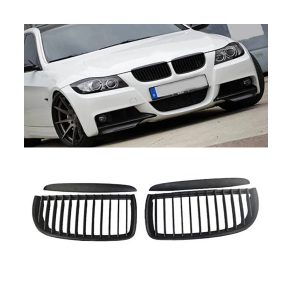 Car Matte Black Front Hood Kidney Grill Mesh Sport Racing Grills for ...
