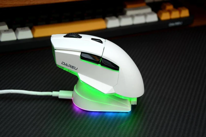 Dareu A955 White Bluetooth Mouse Lightweight 2.4G Wireless Wired Dual ...