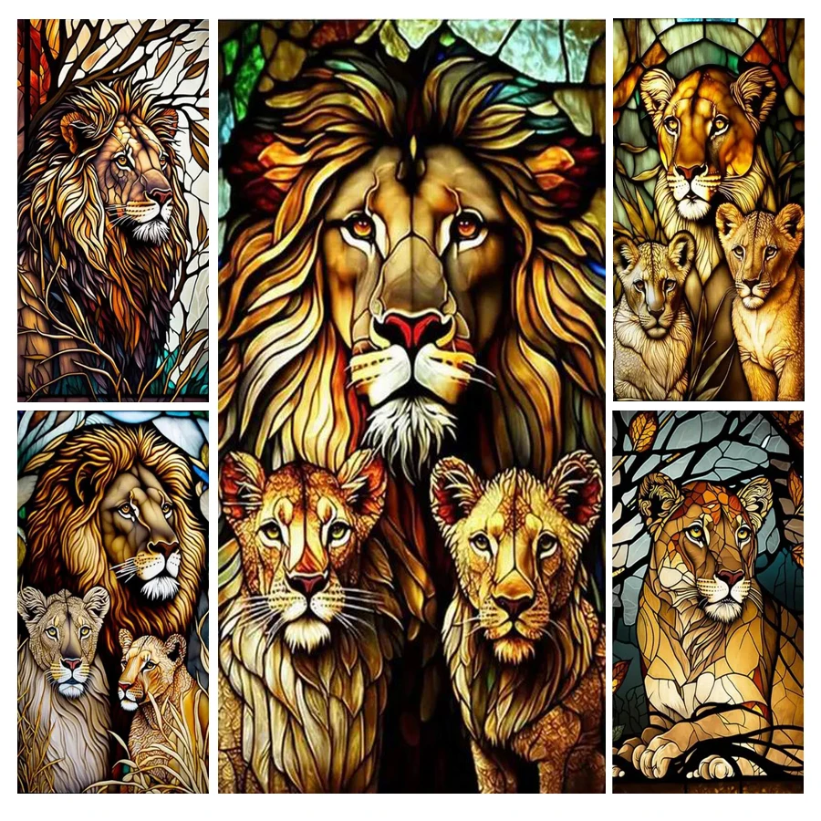 Diy-Large-Size-Diamond-Arts-Stained-Glass-Animals-Painting-Kits-Full ...