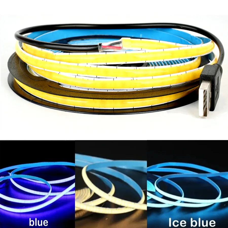 5MM-COB-LED-Strip-Light-DC-12V-5V-400LEDs-M-High-Density-Linear ...