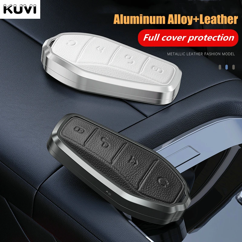 Metal-Leather-Car-Remote-Key-Cover-Case-Shell-Fob-For-BYD-Han-Ev-Tang ...