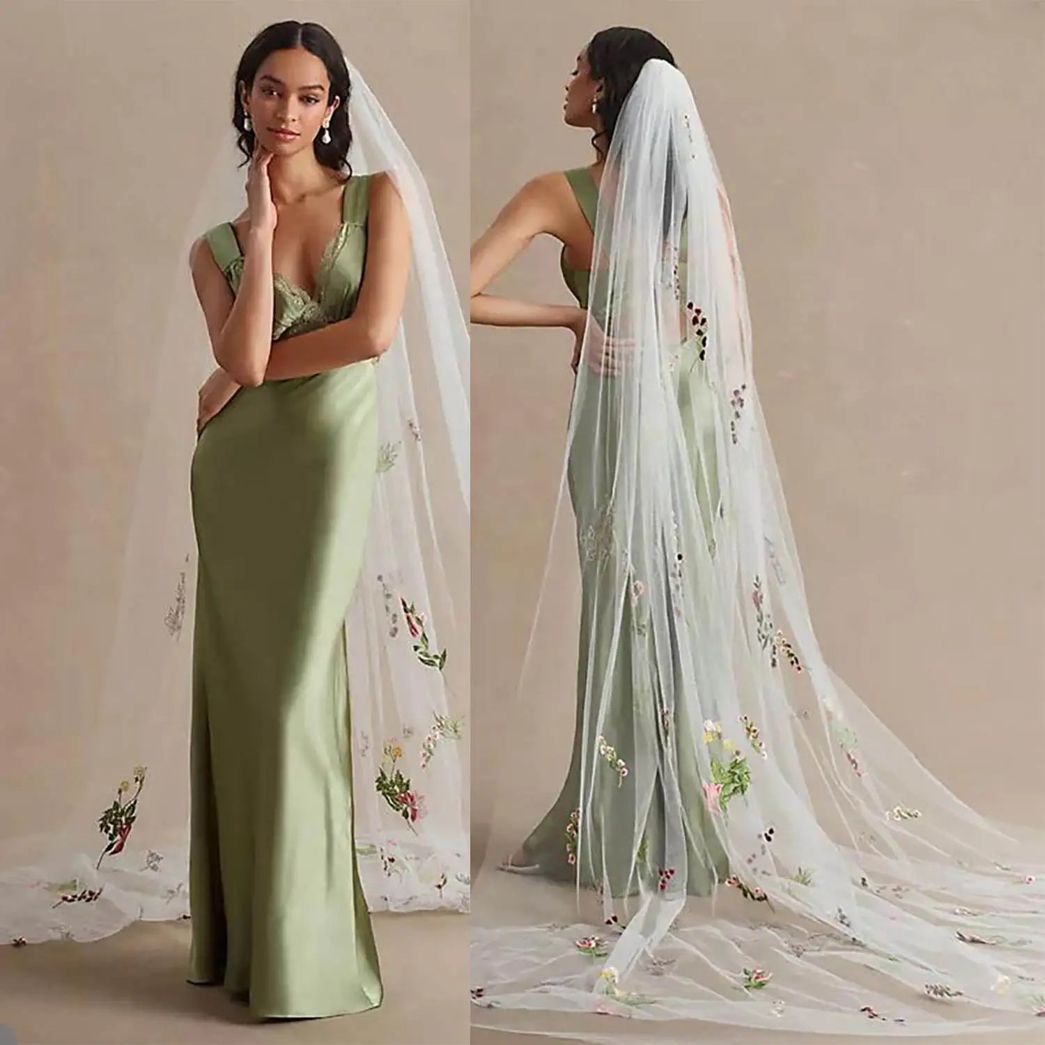 Colorful-Wedding-Veil-One-Layer-Long-Chapel-Length-Veils-Colorful ...