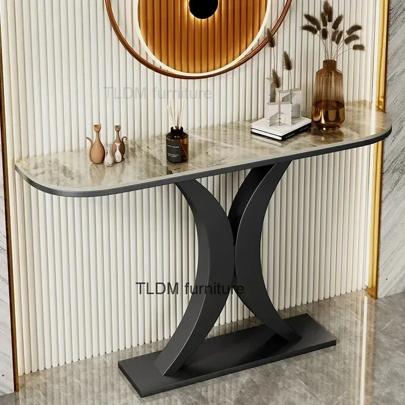 Italian-Light-Luxury-Slate-Console-Table-Hallway-Living-Room-Furniture ...