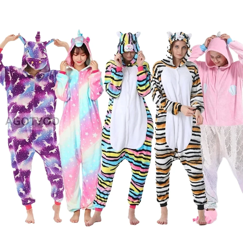 Women-Unicorn-Pajamas-Sets-Flannel-Cute-Animal-Pajamas-Kids-Women ...