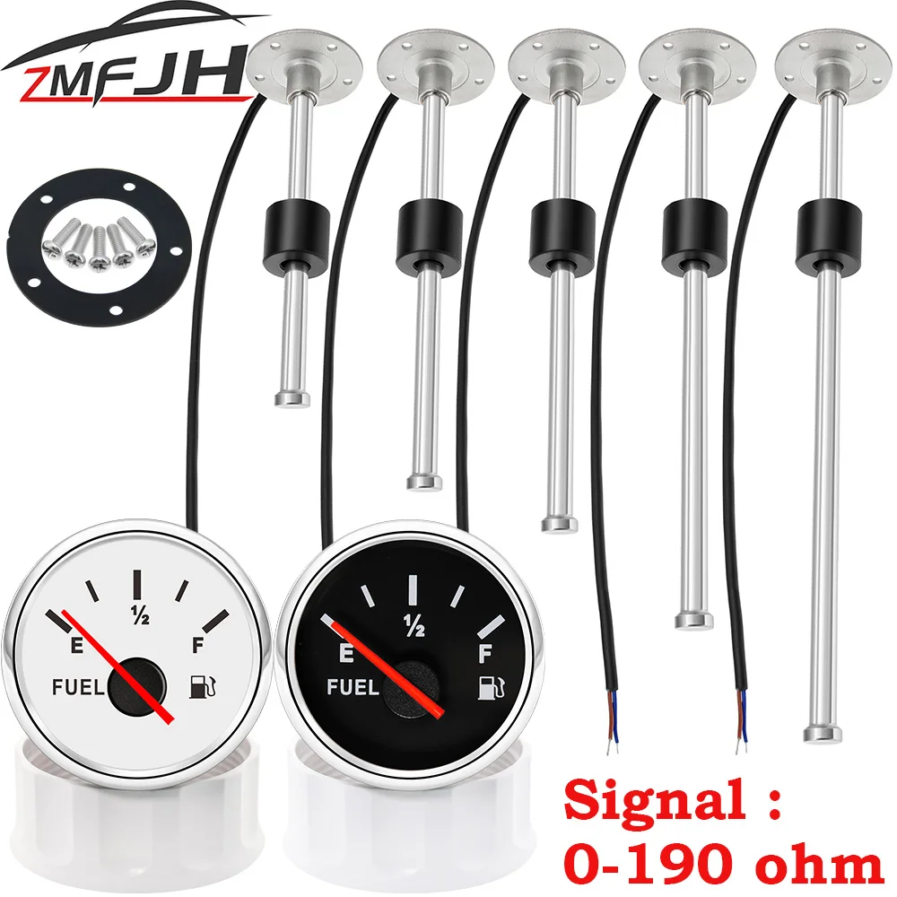 52MM-Fuel-Level-Gauge-with-Fuel-Level-Sensor-150MM-200MM-250MM-0-190ohm ...