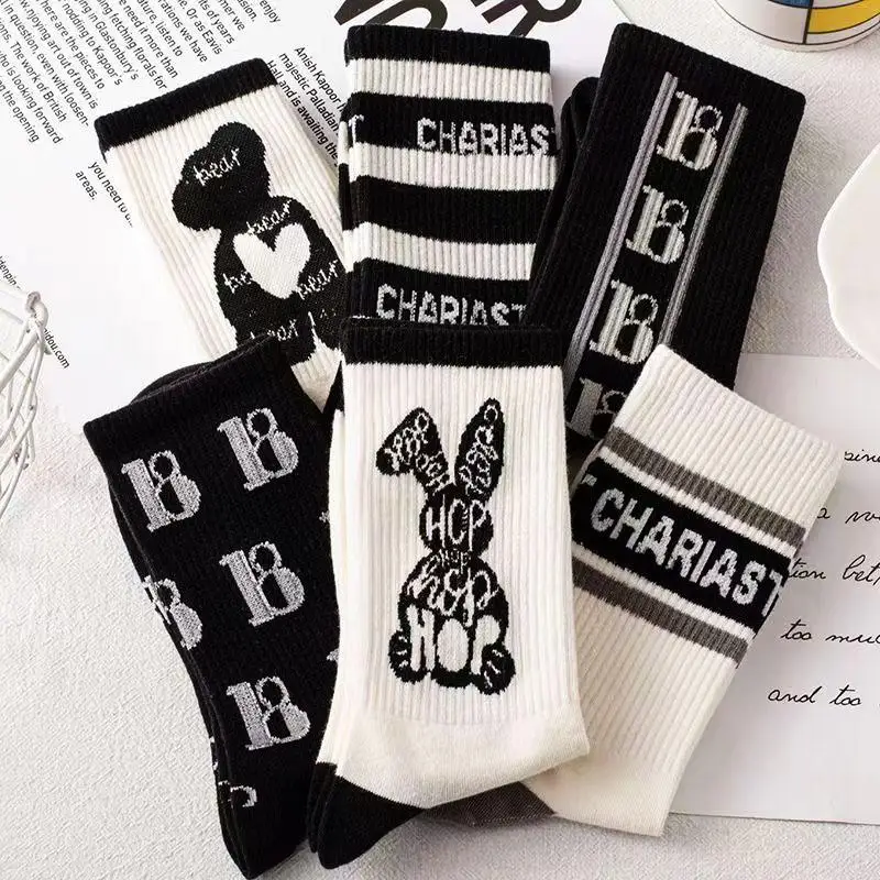 Cute Anime Socks Set 5 Pair Women Cotton Socks White Lolita Harajuku ...