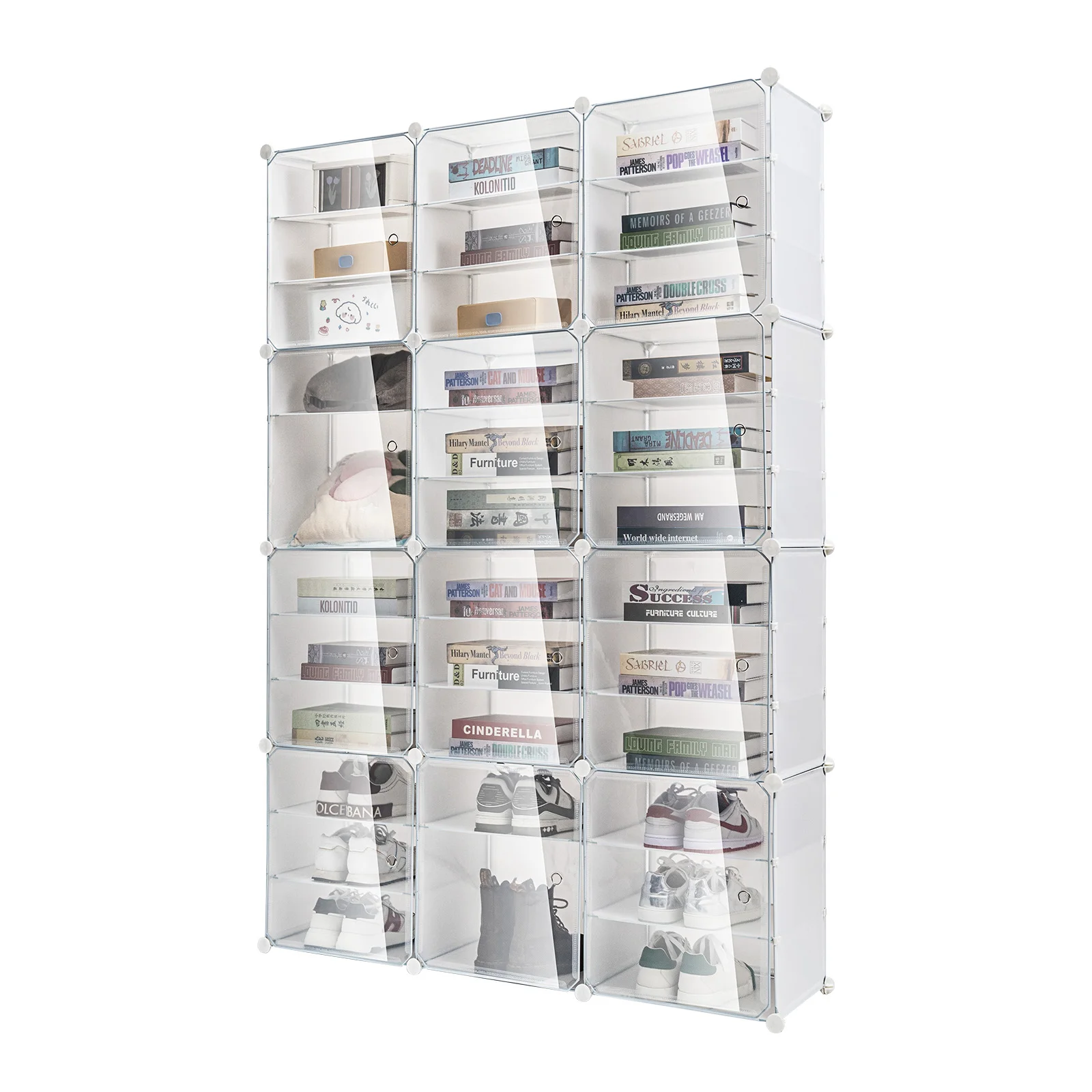12-Tier Stackable 36 Pairs Free Standing Shoe Rack Organizer Tower ...
