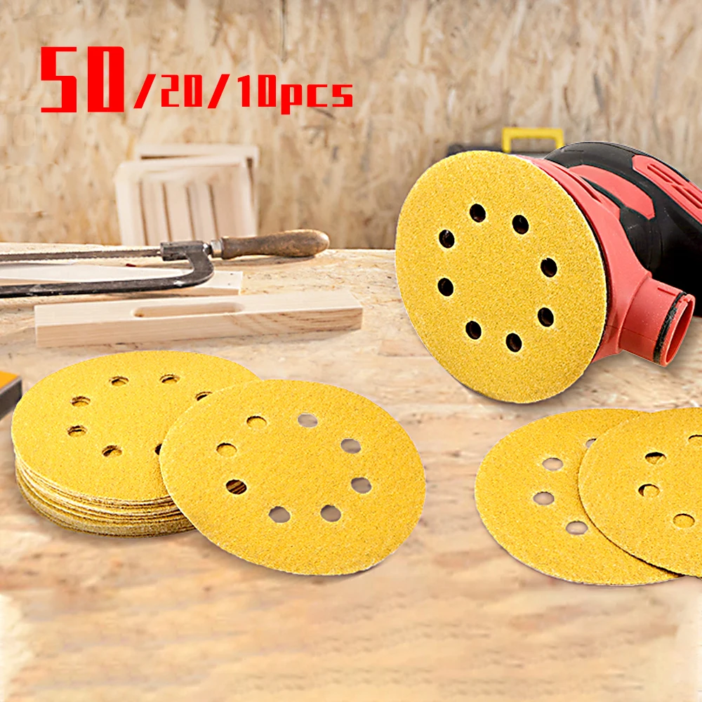 125mm-5-Inch-8-Holes-Yellow-Sandpaper-Sanding-for-Discs-Grinder-Car ...