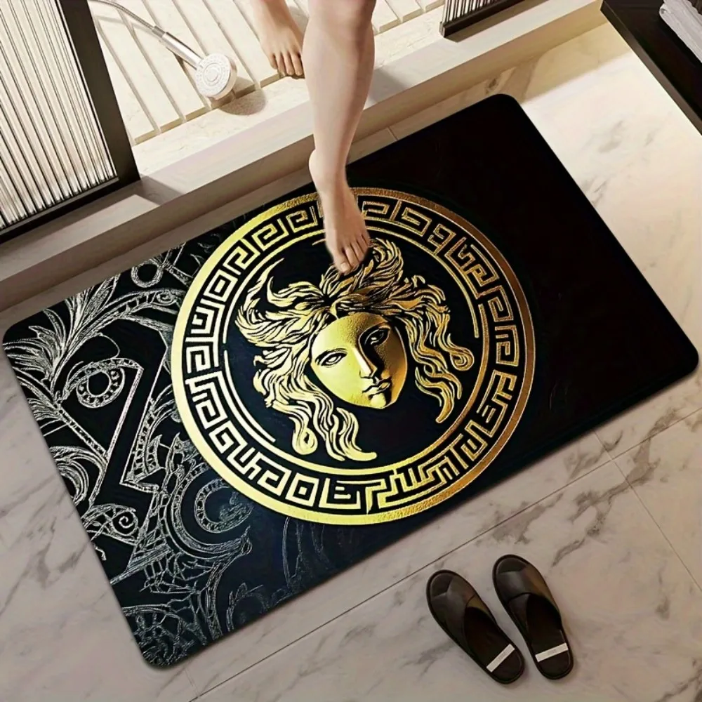 VIKAMA Greek Medusa Textured Diatomite Bath Mat, Rustic Rug for ...