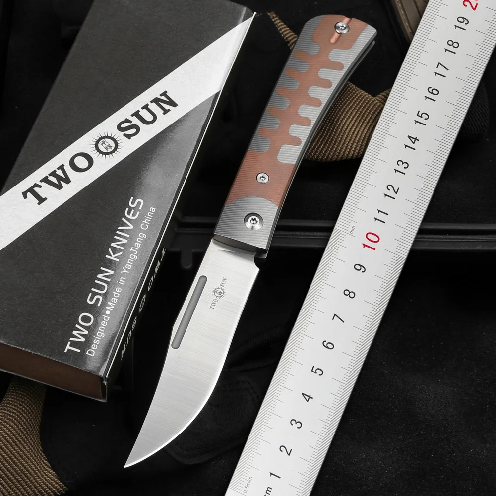 TWO SUN cuchillo plegable TS123 M390, mango táctico de aleación de titanio, herramientas EDC de ...
