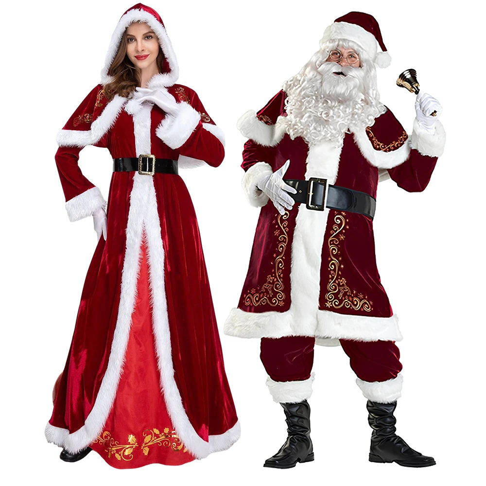 Couple-Christmas-Santa-Claus-Cosplay-Costume-Xmas-Party-Man-Children-s ...