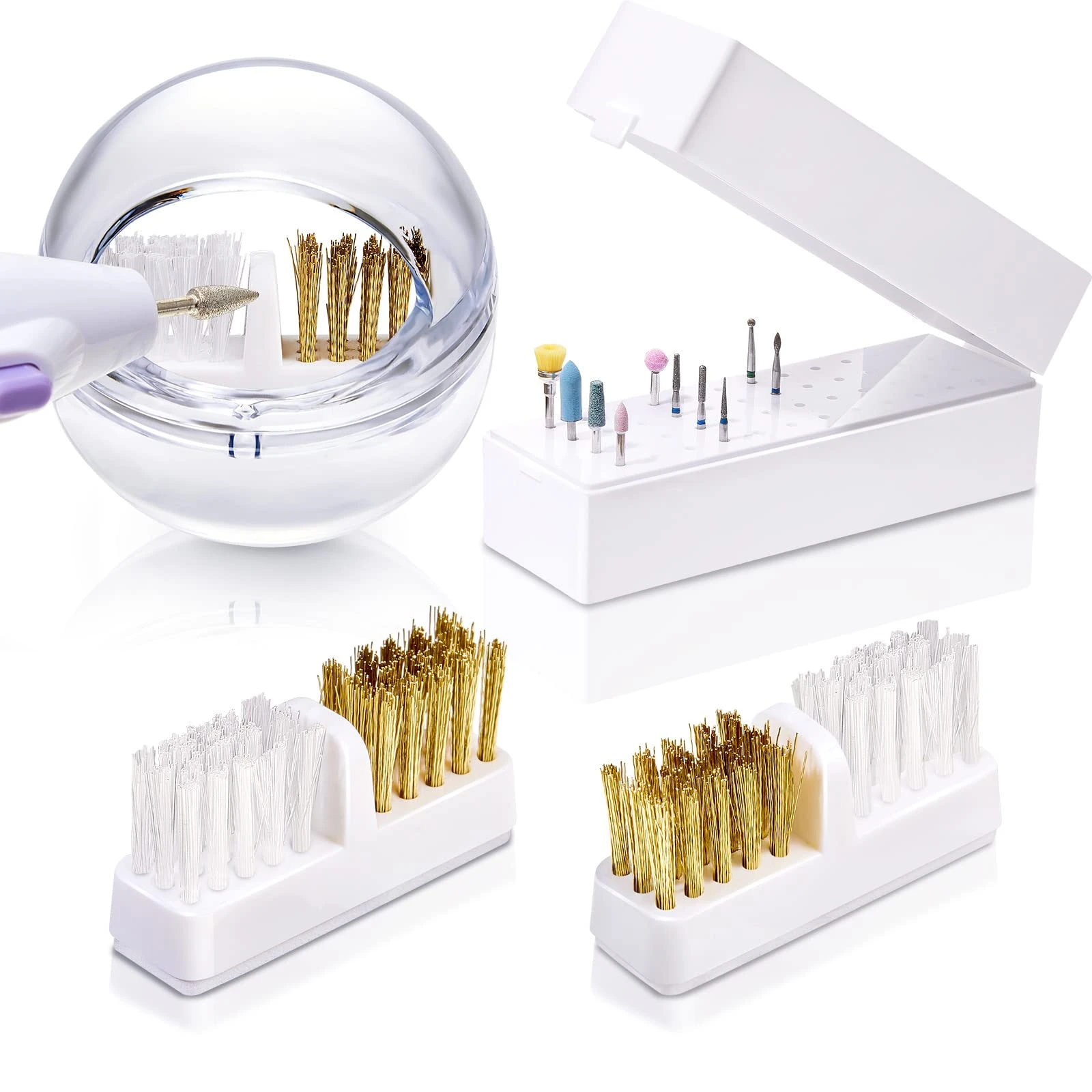 Nail Bit Cleaner Brush Holder With Steel Wire And Nylon Brush Milling ...