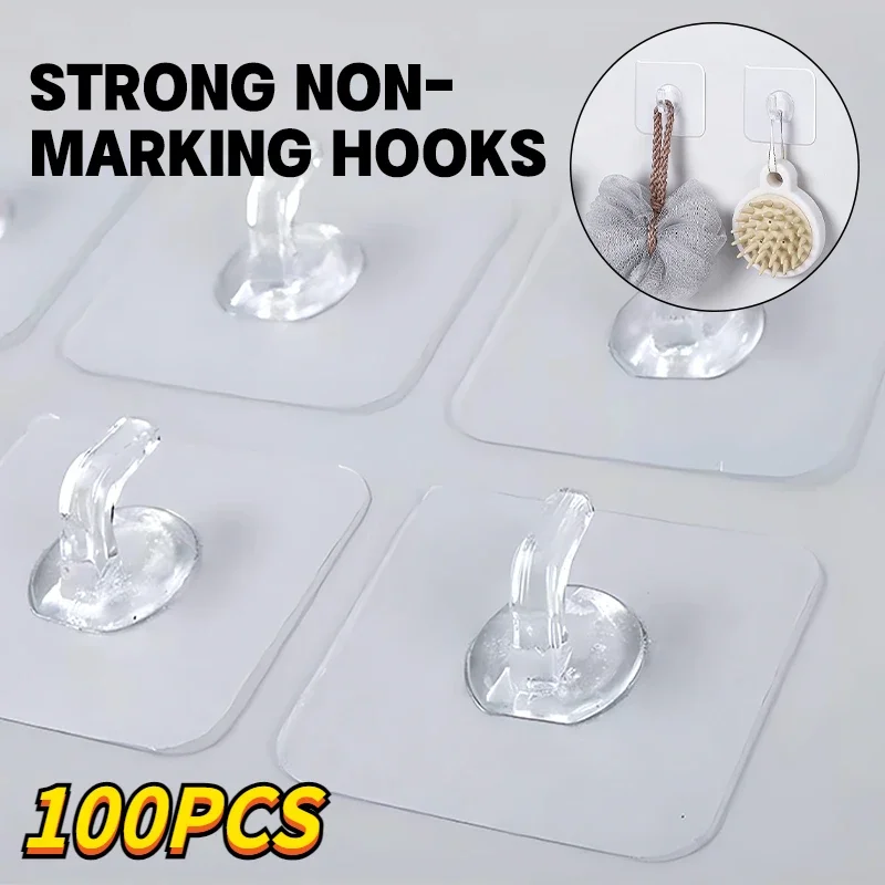 5-100pcs-Self-Adhesive-Small-Wall-Hooks-Transparent-Wall-Hooks-for ...