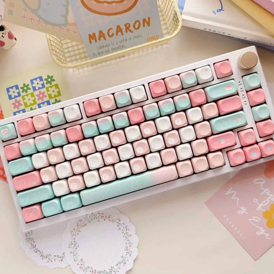 130-Keys-Macaroon-Custom-MOA-Profile-Keyboard-Keycaps-Dye-Sublimation ...