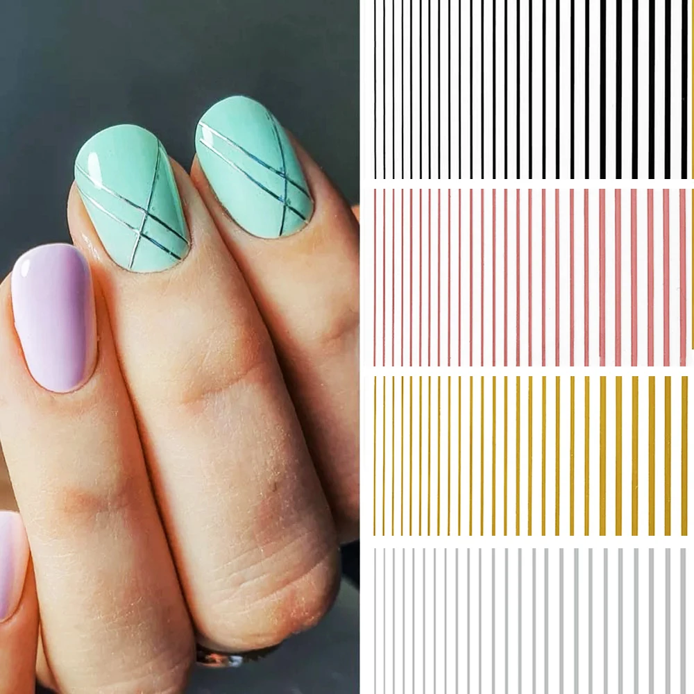 Stripe Line Nail Sticker Decal Thin Lining Line Art Self-adhesive Peel ...