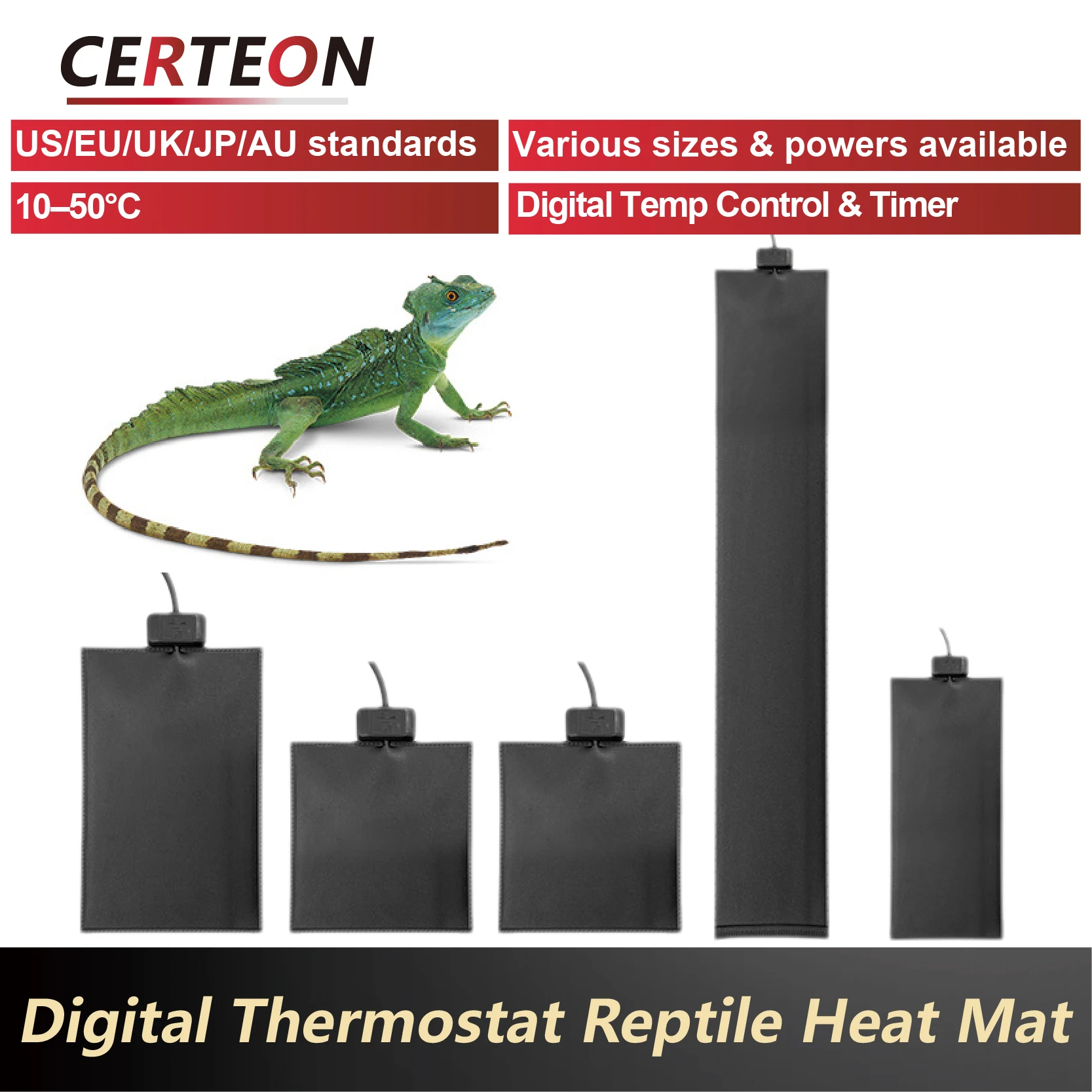 NJPCD001 Digital Reptile Heating Pad with Thermostat Timer Waterproof ...