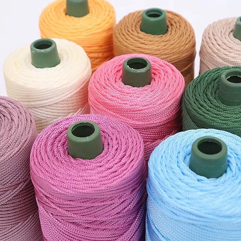 3mm Colored Twisted Woven Rope, Hollow Thread Craft Polyester Macrame ...