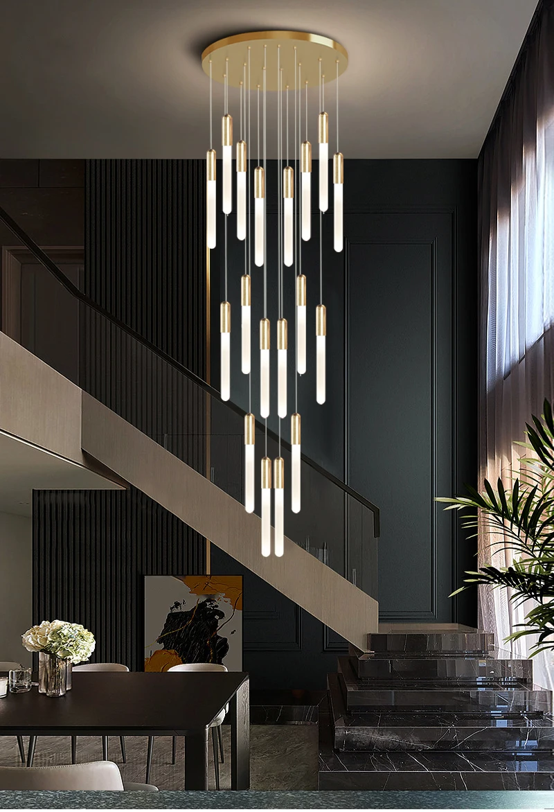 Luxury Long LED Strips Chandelier for Staircase, Lobby | Toplightstore