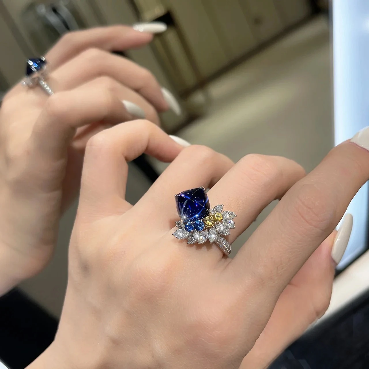 Dark Blue Engagement Rings