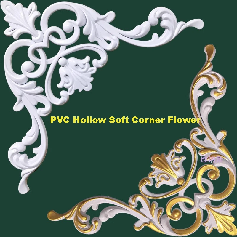 Soft PVC Corner Flower Crafts Inlaid Decal Door Wall Sticker Background ...