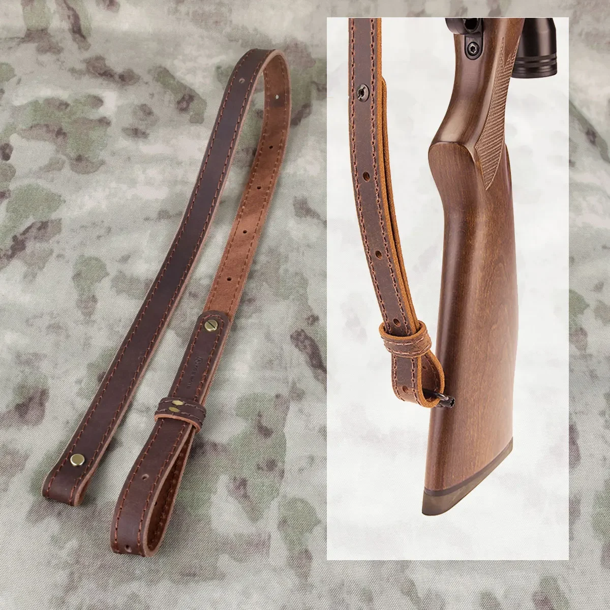 Hunting-Rifle-Shotgun-Sling-Shoulder-Belt-Genuine-Leather-Hide ...