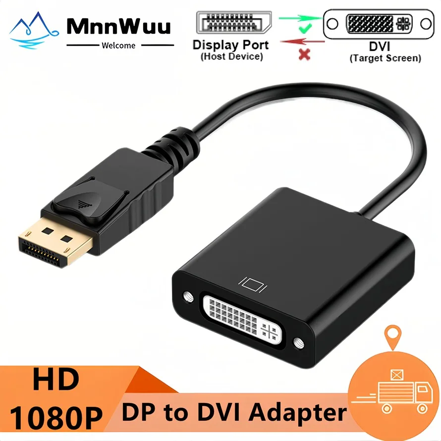 DP to DVI Cable Adapter 1920*1080P DisplayPort Male to DVI Female ...