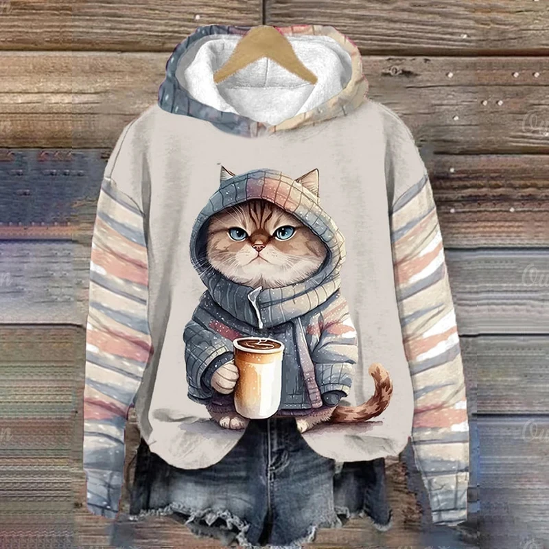 Autumn Funny Cat Animal 3D Print Hoodies Men Women Fashion Casual ...