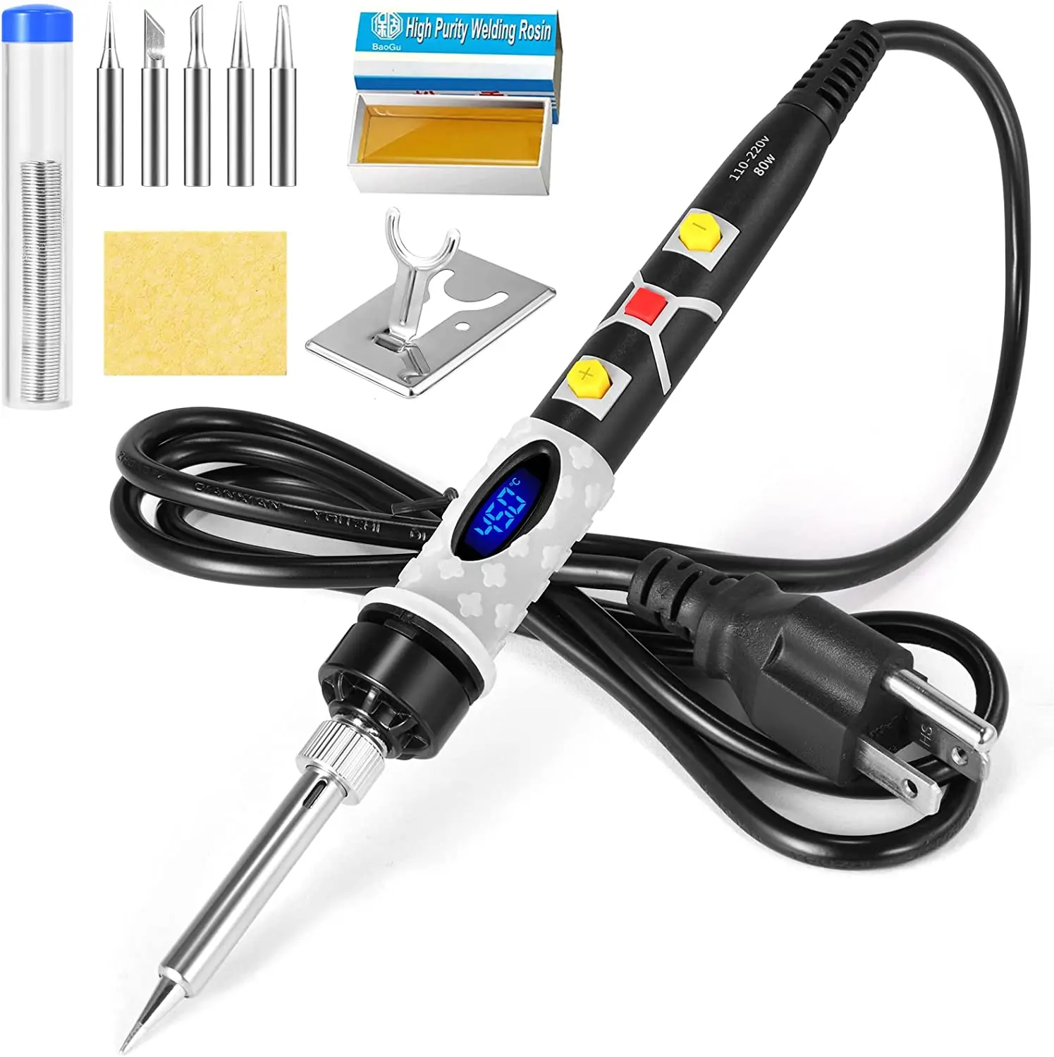 80W-Digital-Soldering-Iron-with-5pcs-Tips-Solder-Stand-Adjustable ...