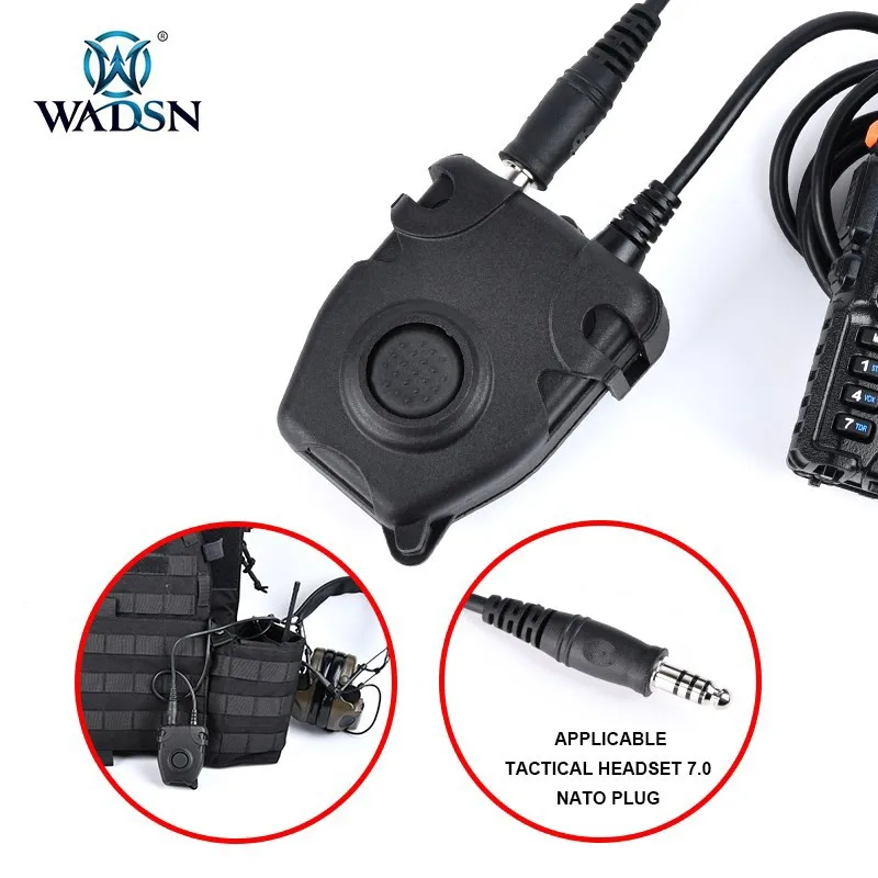 Wadsn-Tactical-PTT-Push-Talk-Button-Military-Headset-Comtact-Headphone ...