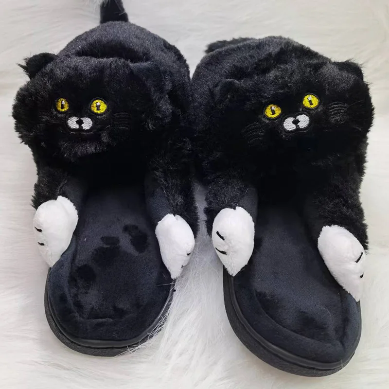 Designer Hug Cat Home Slippers Funny Fuzzy Shoes Slides Ladies Indoor ...