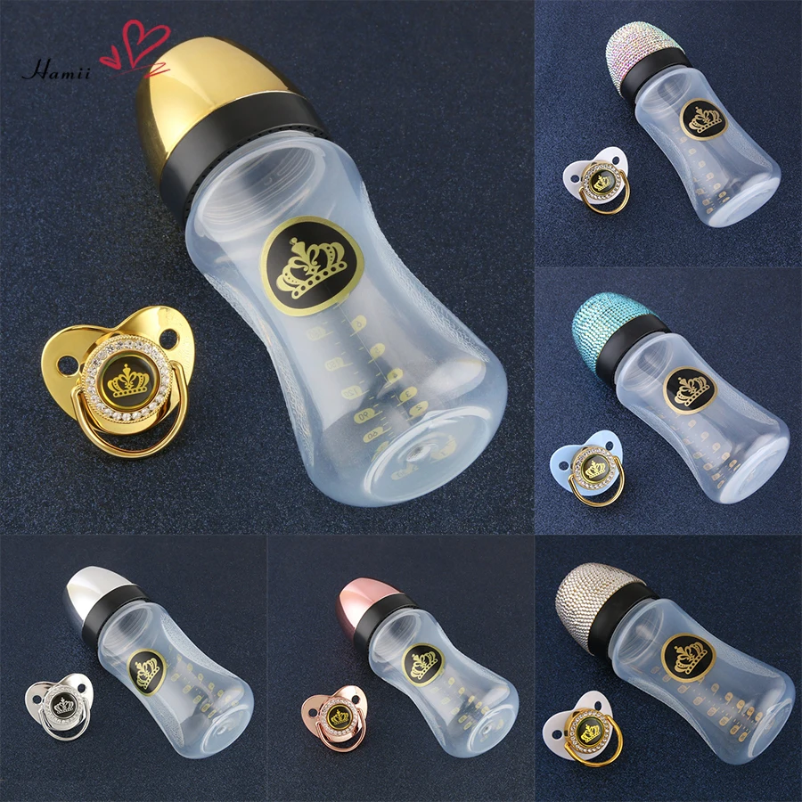 240ml-12-Colors-Baby-Feeding-Bottle-With-Bling-Pacifier-8oz-Wide-Mouth-Newborn-Nursing-Bottle ...