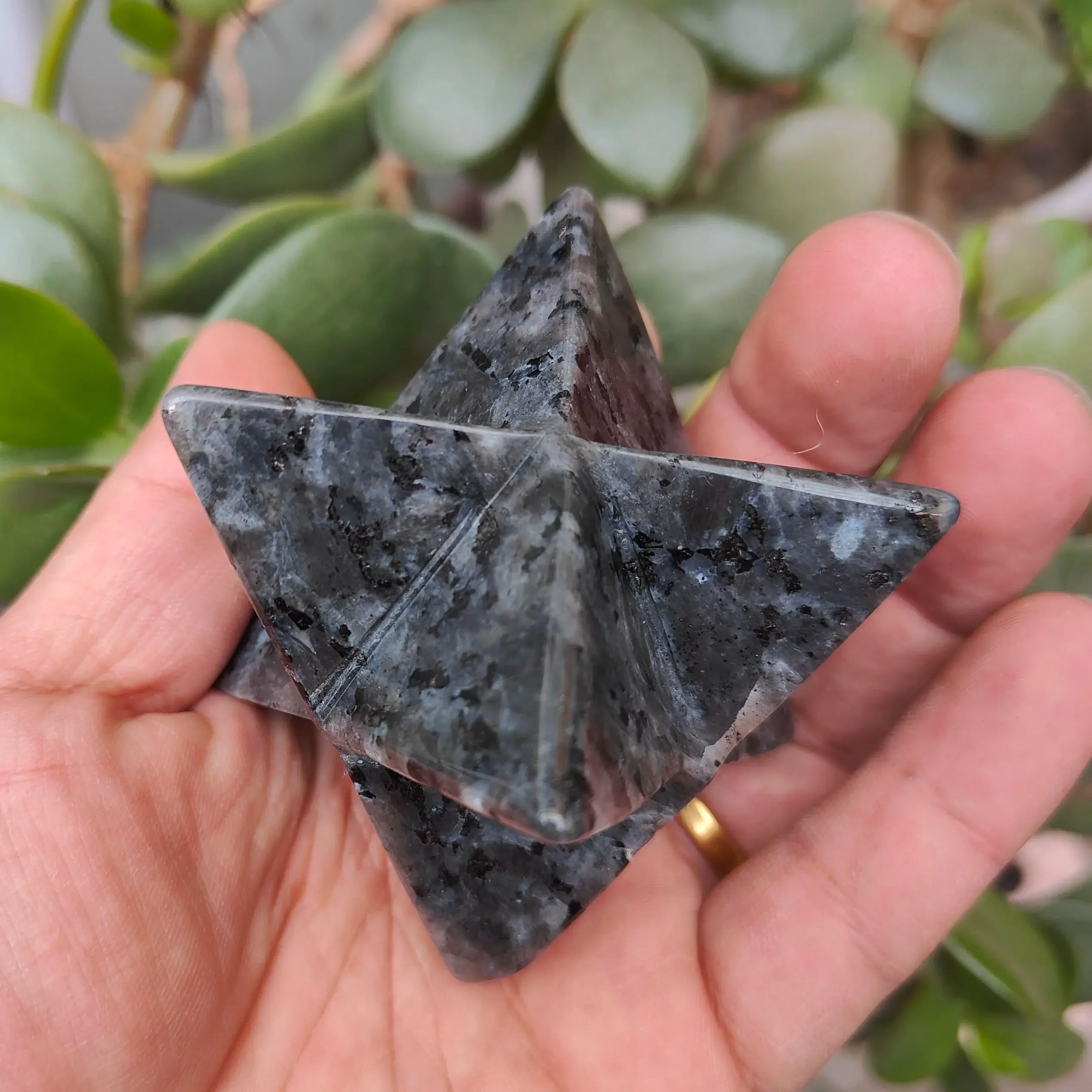 5cm Natural Black Blue Flash Stone Quartz Crystal Merkaba Star 8 Chakra ...