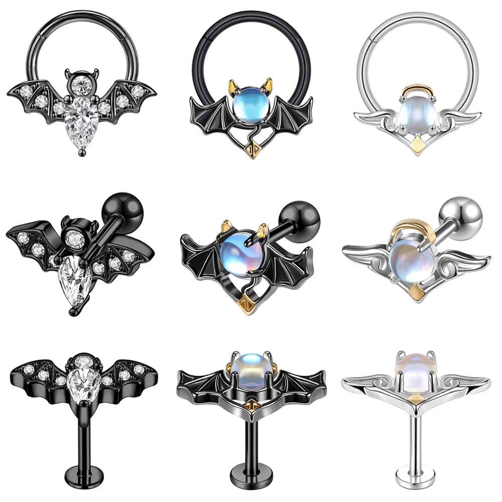 ZS 16G 1PC Devil Septum Ring for Halloween Party Stainelss Steel Angle ...